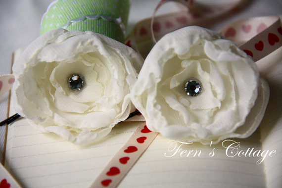 Chiffon Flower Bobby Clip - Wedding Hair Clip - Bride Hair Clip - Set ...