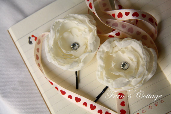 Chiffon Flower Bobby Clip - Wedding Hair Clip - Bride Hair Clip - Set ...